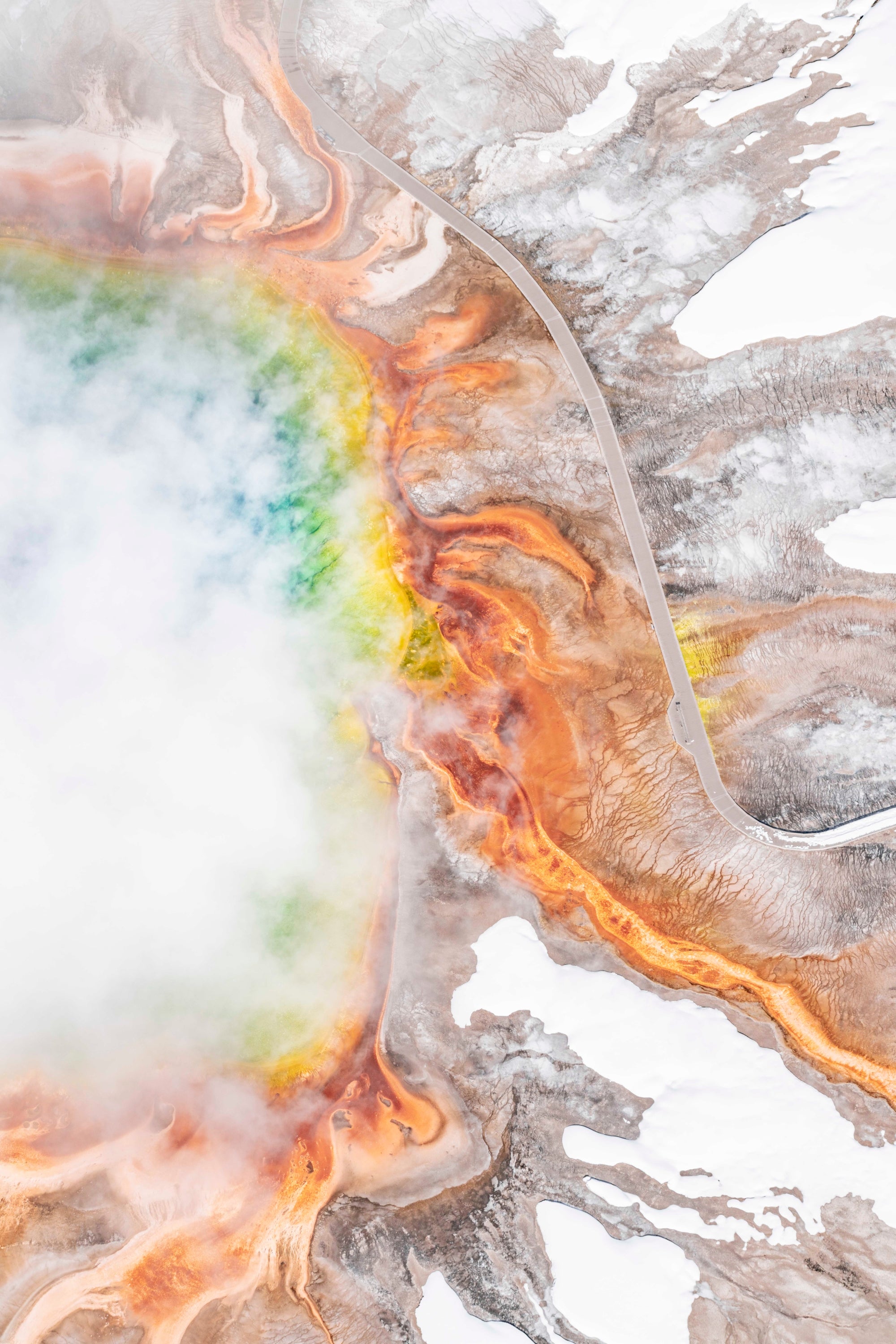 Grand Prismatic Spring Winter Pathway Vertical, Yellowstone National P ...